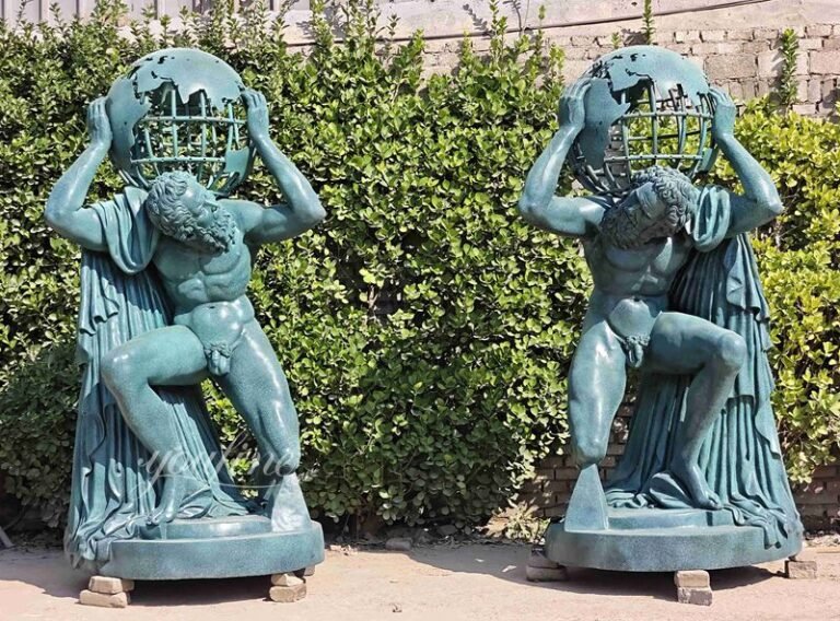 6 Feet Marble Atlas Holding the World Statue for Sale