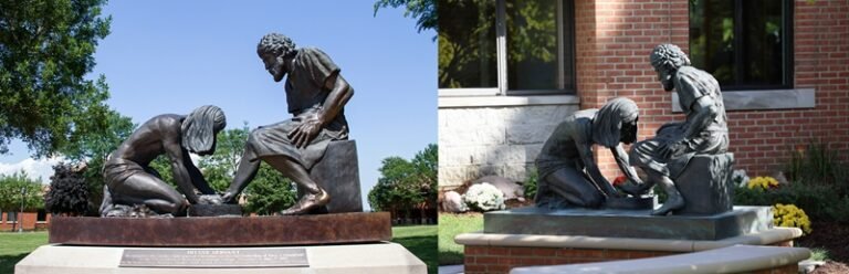 63" Bronze Jesus Washing Feet Statue for Sale
