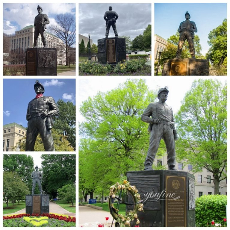 Bronze Coal Miner Statue
