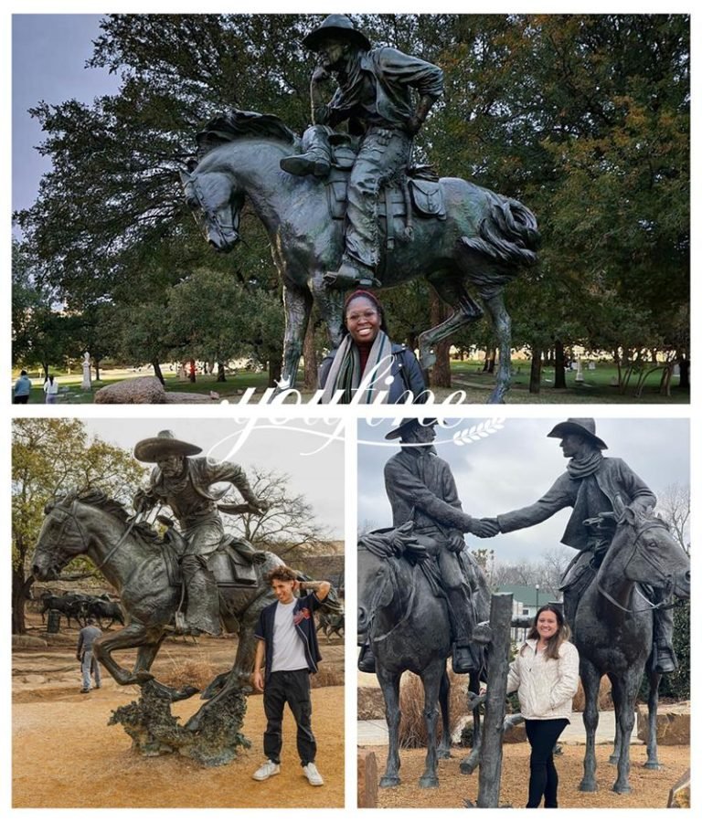 Full Size Bronze Horse and Rider Statue