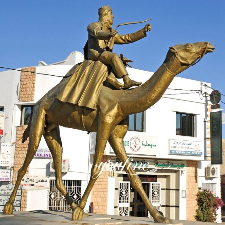 Golden Racing Camel with A Sitting Man Statue -YouFine Art
