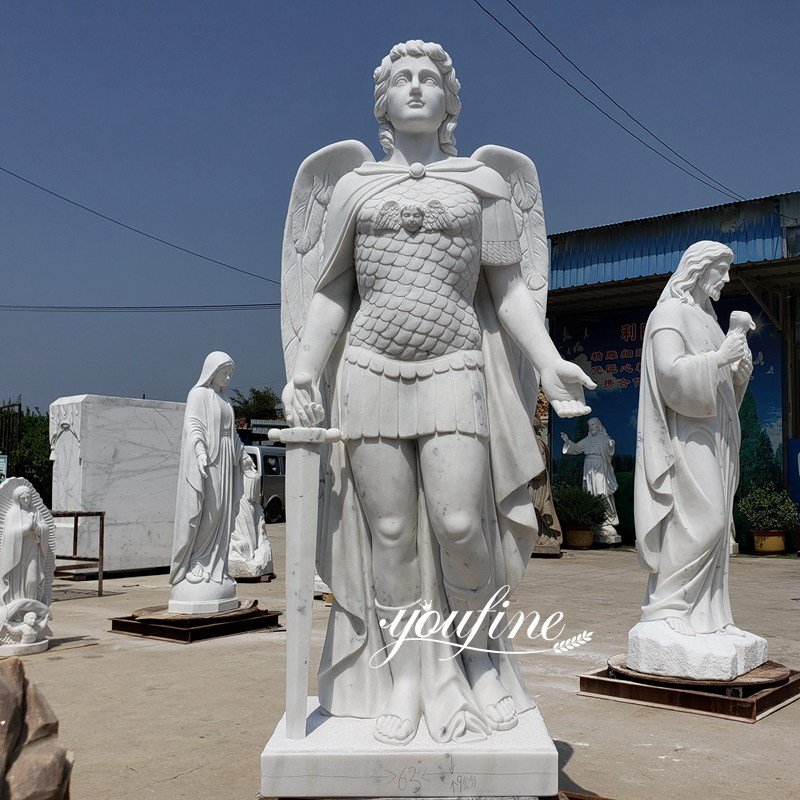 Hand Carved Marble Life Size St.Michael Statue Outdoor Decor for Sale ...