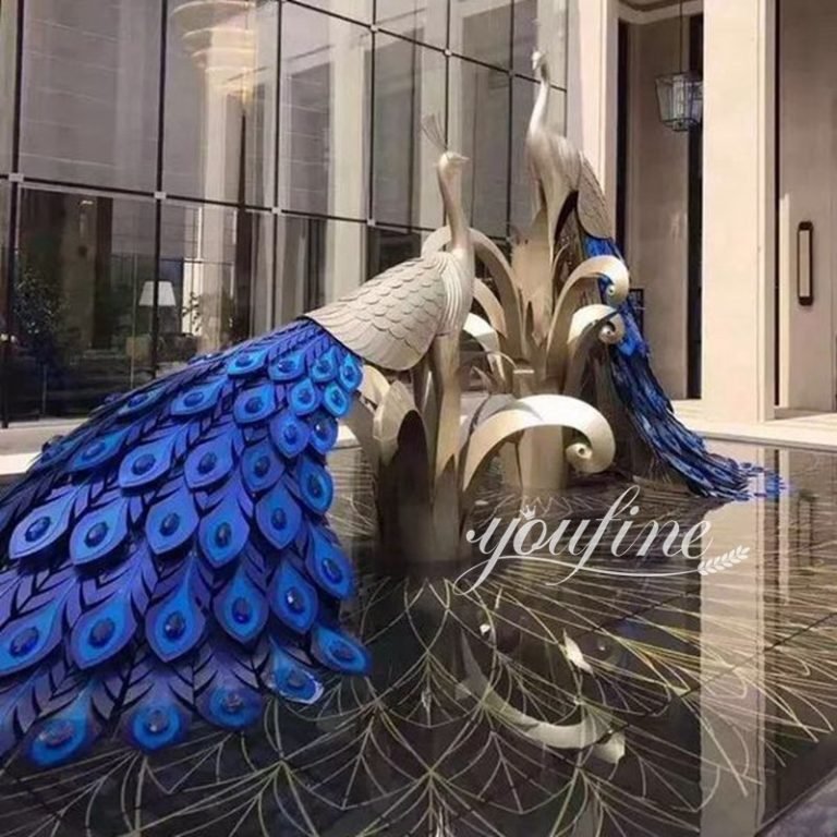 Large Stainless Steel Peacock Statue - YouFine Art Sculpture