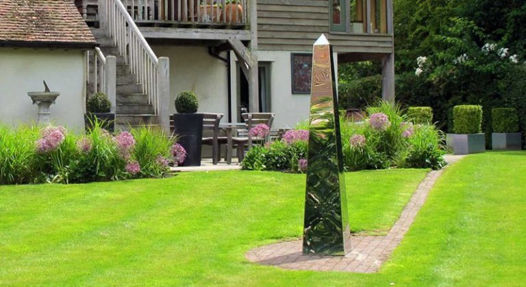 Large Stainless Steel Garden Obelisk Sculpture