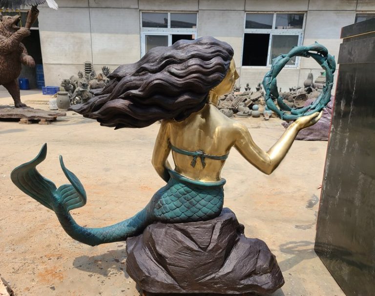 Exquisite Bronze Mermaid Yard Statue in Life-Size