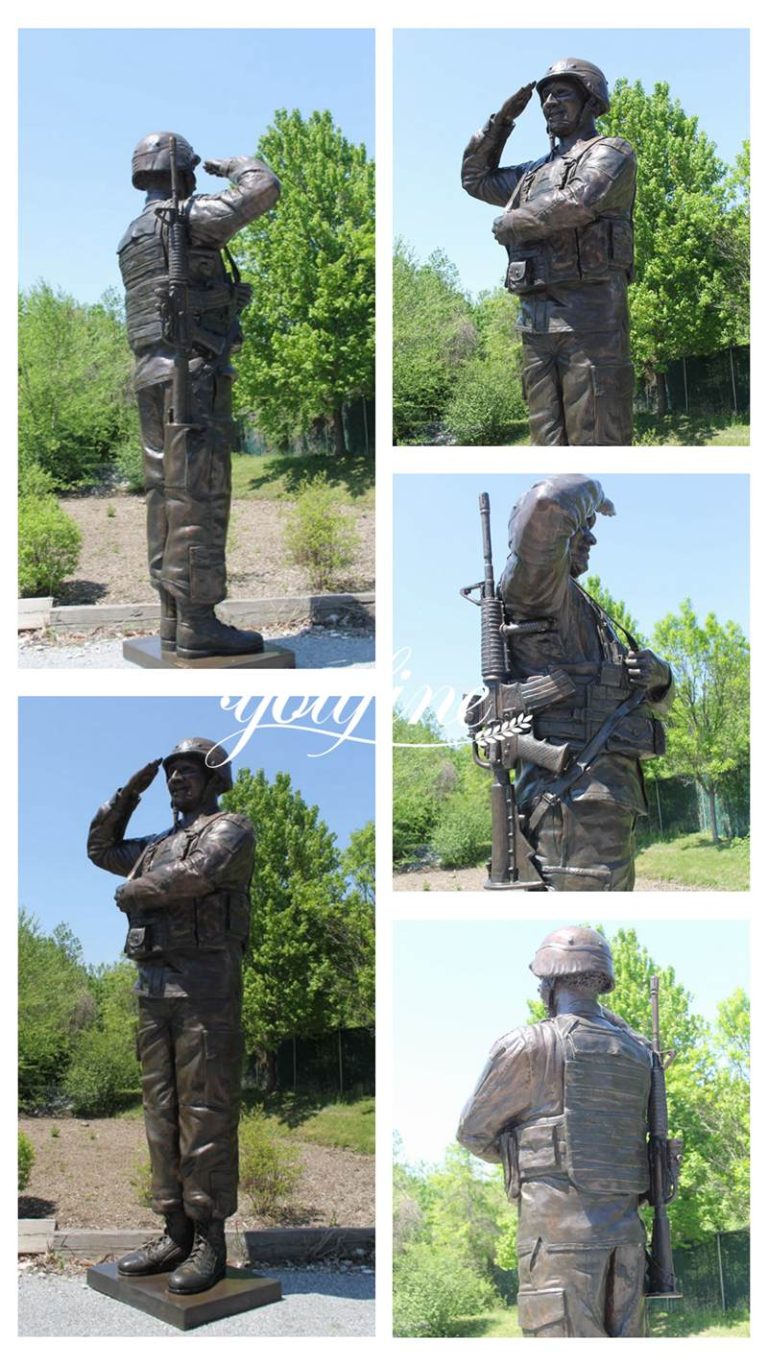 Life Size Bronze Saluting Soldier Statue - YouFine Art Sculpture