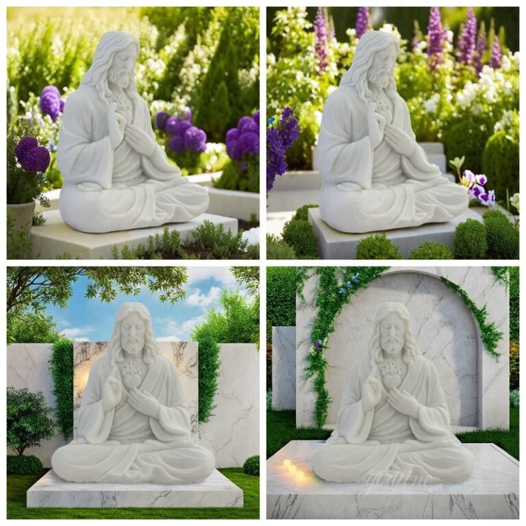 47″ Marble Sitting Meditating Jesus Statue