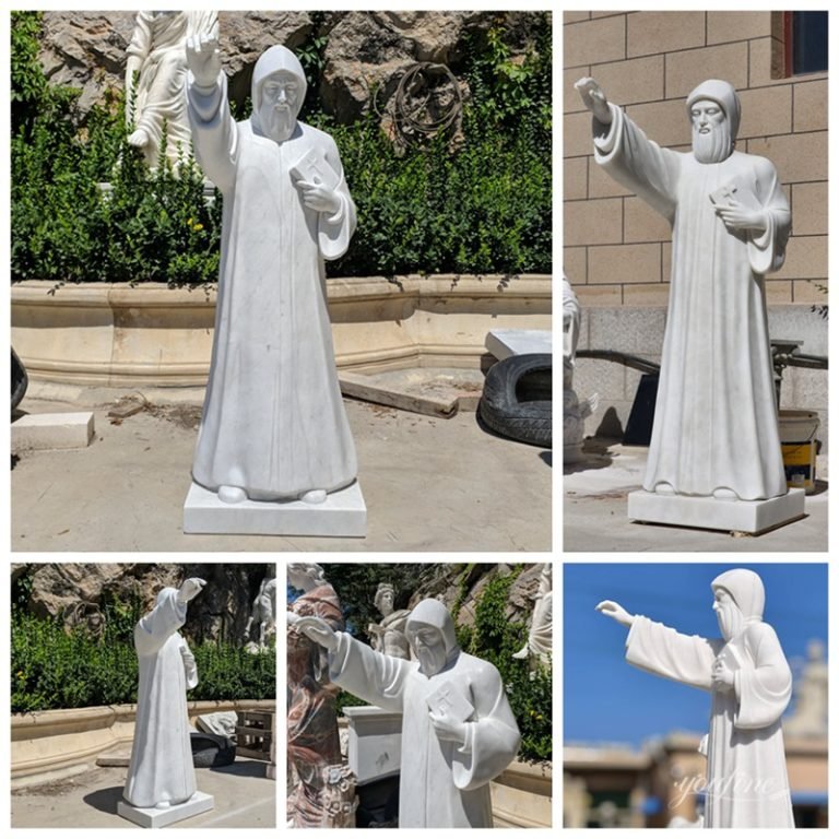 Life Size Hand Carved Marble St Charbel Statue for Sale