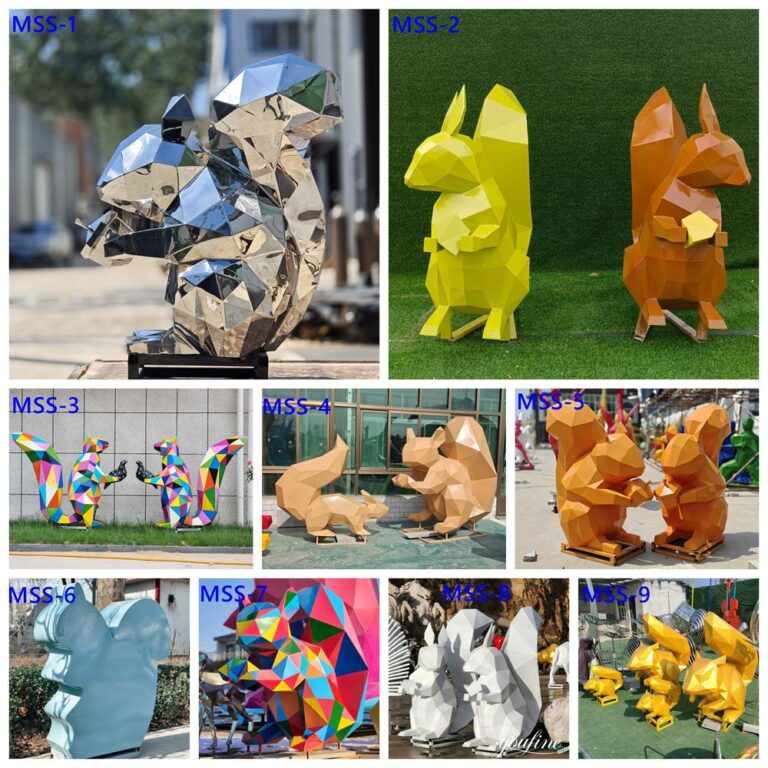Unique Modern Outdoor Metal Squirrel Sculpture
