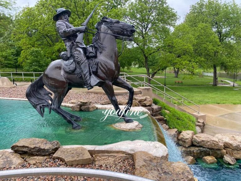 Life Size Bronze Cowboy on Horse Statue