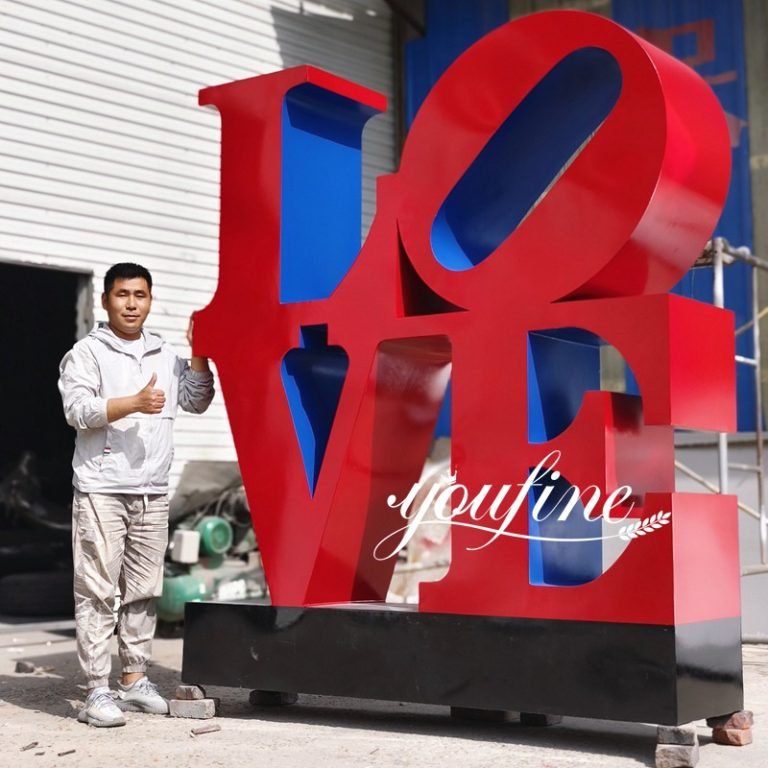 Robert Indiana Stainless Steel Love Sculpture for Sale