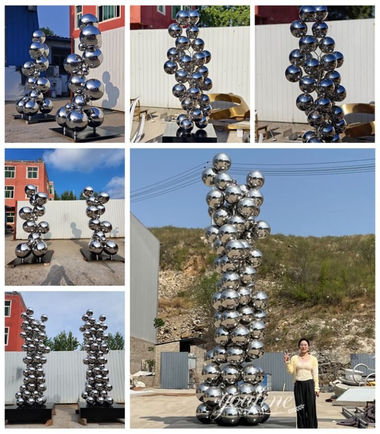 Attractive Stainless Steel Ball Column Sculpture for Sale