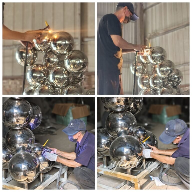 Attractive Stainless Steel Ball Column Sculpture for Sale
