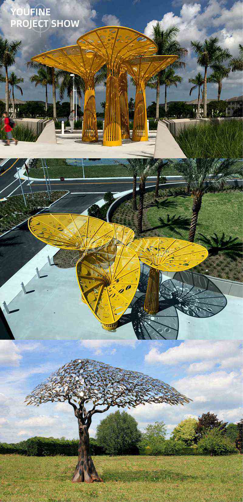 Lighting Stainless Steel Tree Sculpture with Butterflies - YouFine Art ...