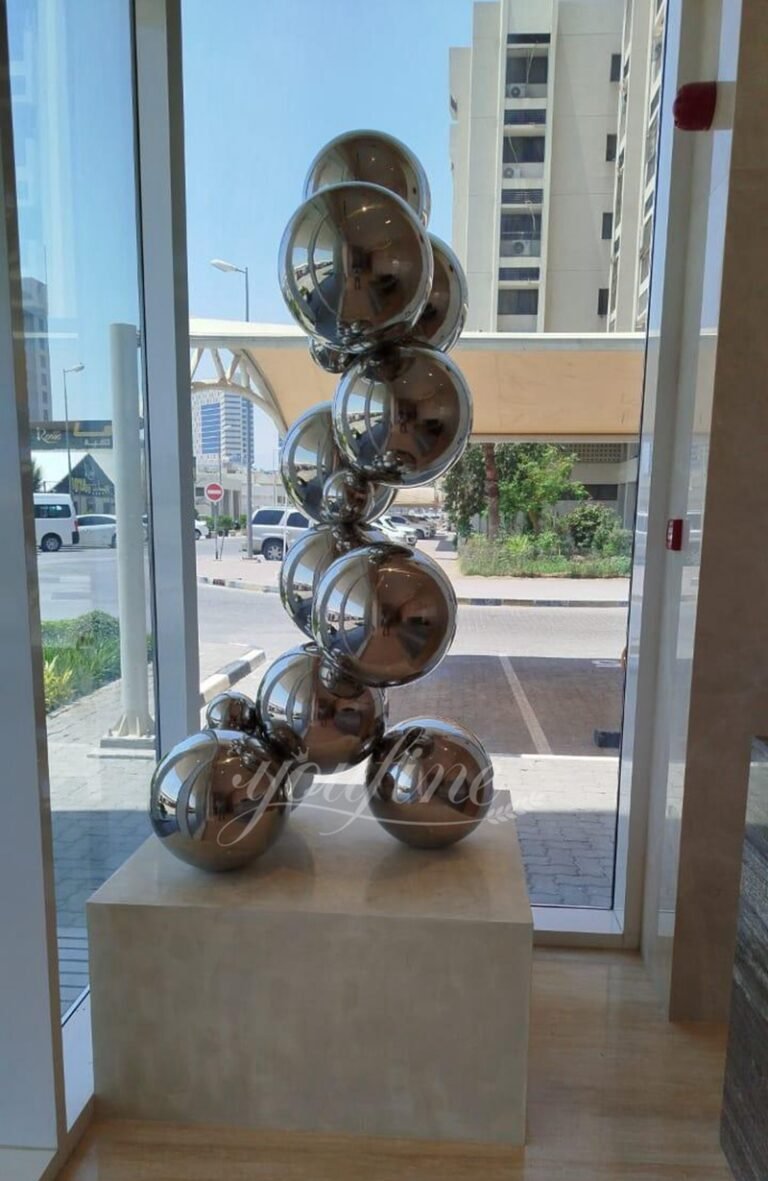 Attractive Stainless Steel Ball Column Sculpture for Sale