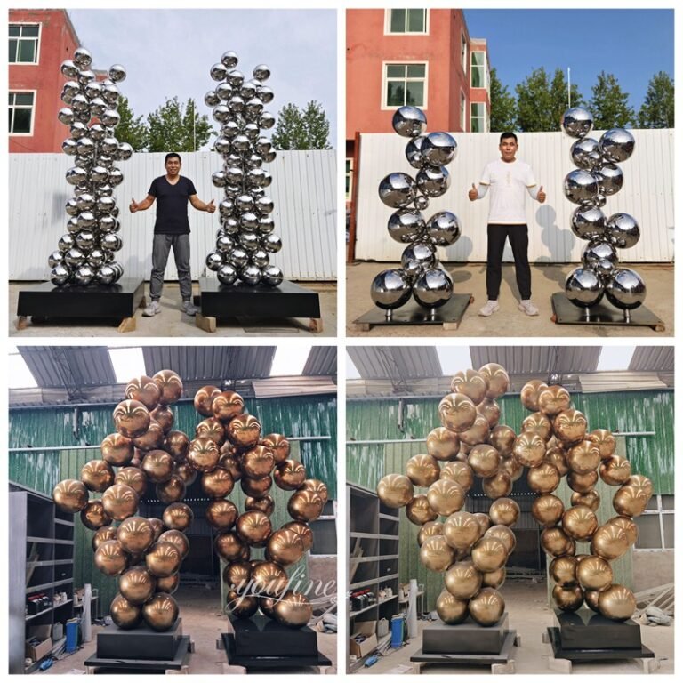 Attractive Stainless Steel Ball Column Sculpture for Sale