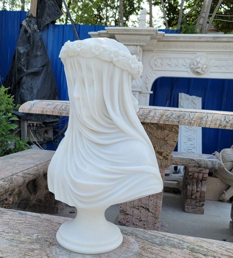 Veiled Vestal Virgin Marble Statue Giovanni Strazza Virgin Replica for ...