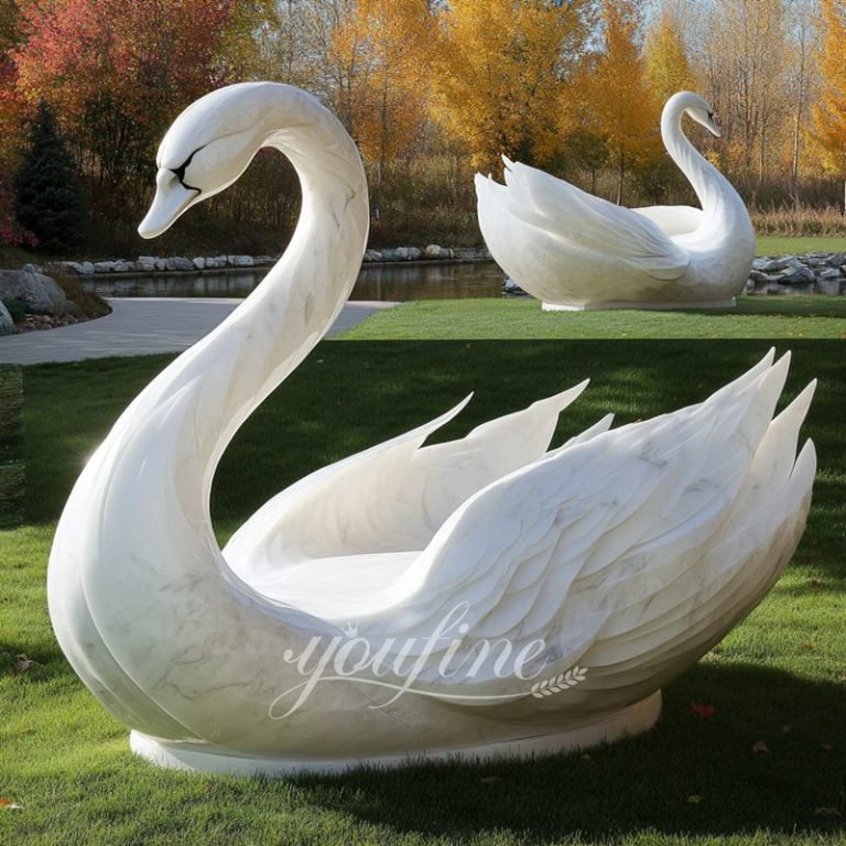 Custom Large White Marble Swan Statue