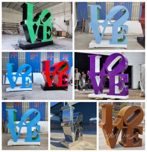 Robert Indiana Stainless Steel Love Sculpture for Sale