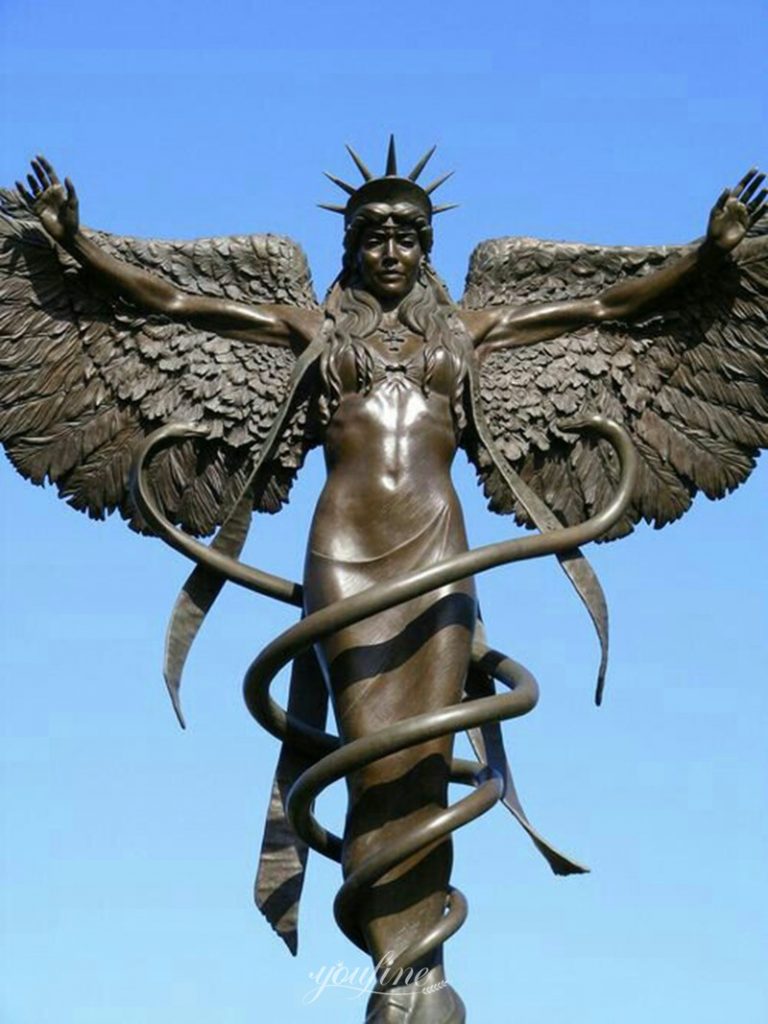 Large Outdoor Bronze Black Angel Council Bluffs For Sale