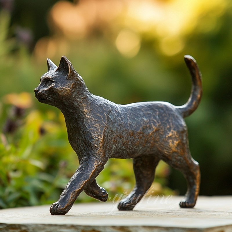 Outdoor Bronze Cat Statue for Garden Decor