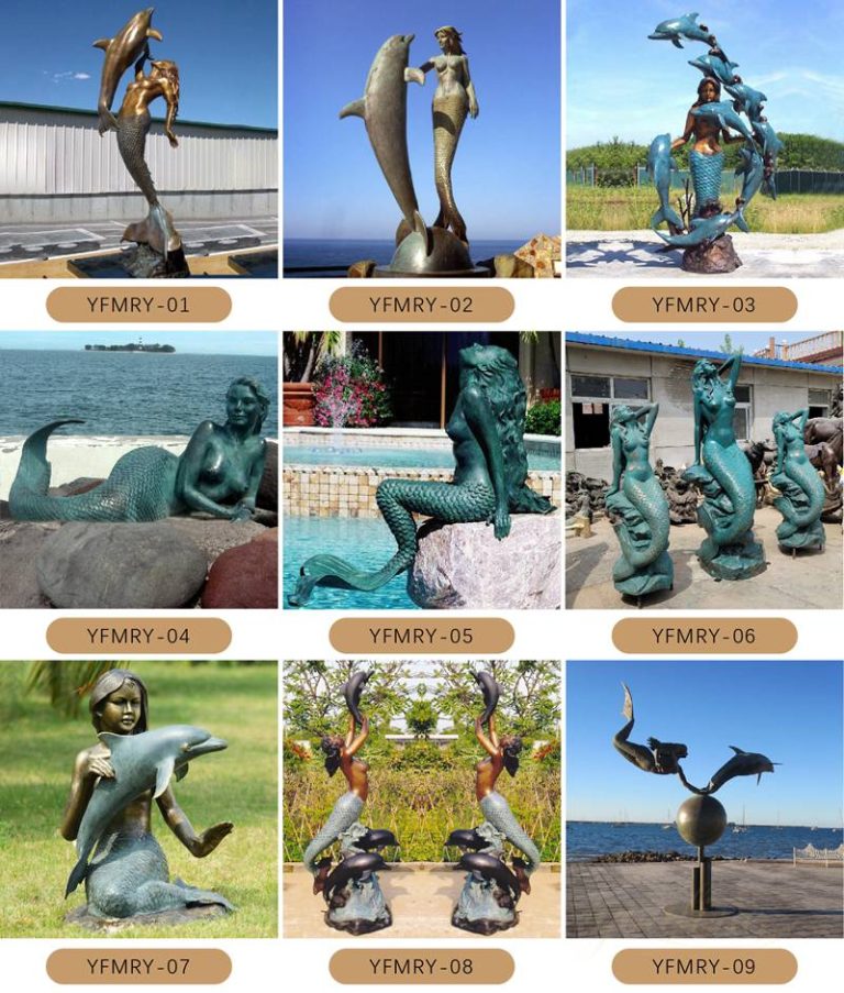 Exquisite Bronze Mermaid Yard Statue in Life-Size