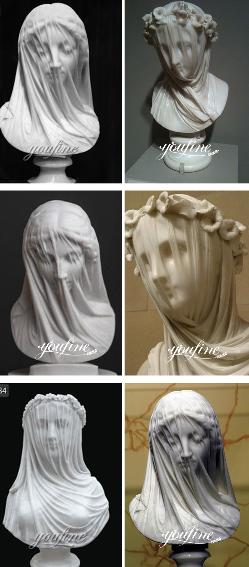 Veiled Vestal Virgin Marble Statue Giovanni Strazza Virgin Replica for ...