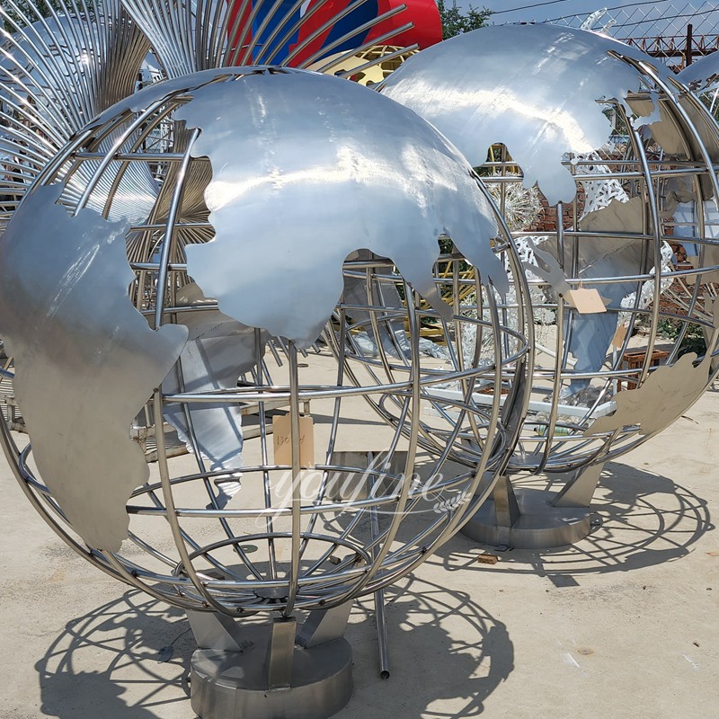 Large Metal Globe Sculpture - YouFine Art Sculpture