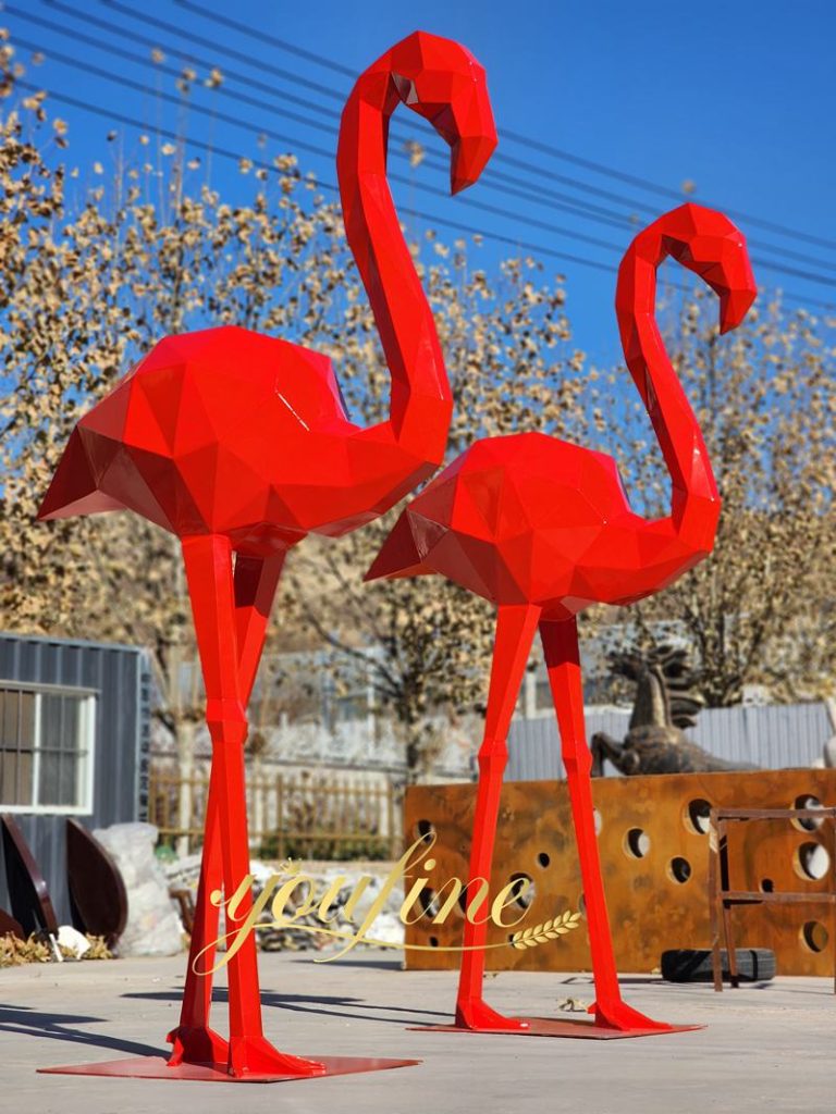 Extra Large Metal Pink Flamingo Statue