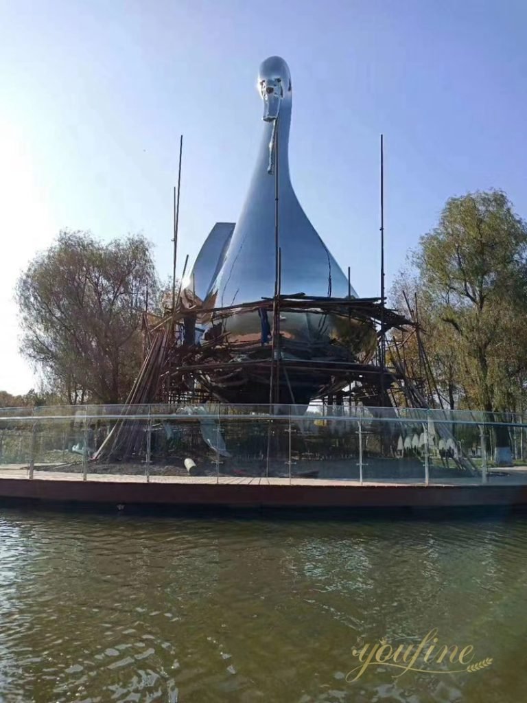 Stainless Steel Abstract Swan Sculpture - YouFine Art Sculpture