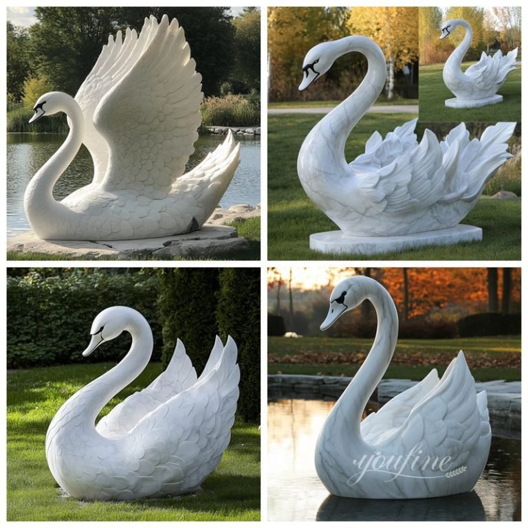 Custom Large White Marble Swan Statue