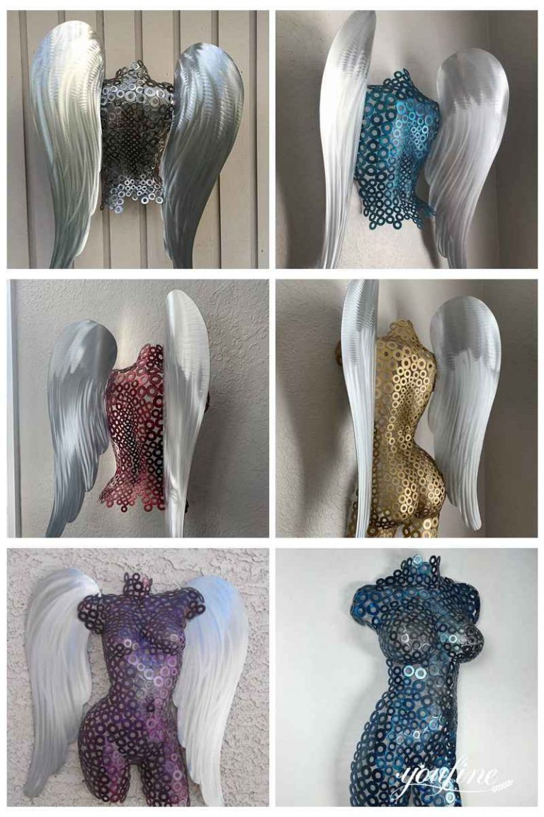 Modern Torso Metal Angel Sculpture Stainless Steel Wall Decor